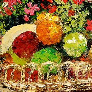 Fruit Basket and Flowers, Still Life By Internationally Renowned Artist Andre Dluhos