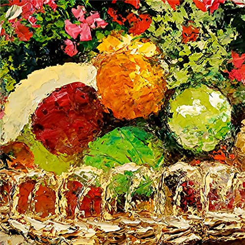 Fruit Basket and Flowers, Still Life By Internationally Renowned Artist Andre Dluhos