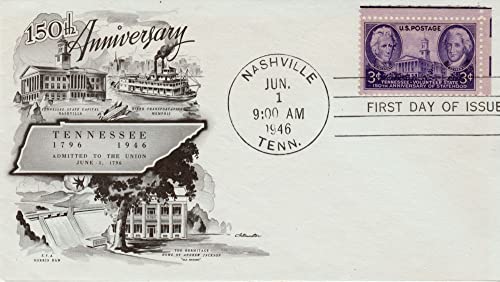 Tennessee Statehood 150th Anniversary Postmarked June 1, 1946 First Day of Issue Envelope