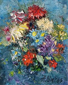 the rain grows them, flower still life limited edition embellished canvas print, signed and numbered print by andre dluhos