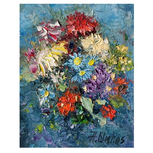 The Rain Grows Them, Flower Still Life Limited Edition Embellished Canvas Print, Signed and Numbered Print by Andre Dluhos