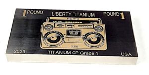 retro boombox design 1 pound titanium bar – art bar | retro titanium