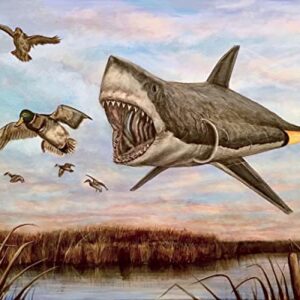 Jet Shark Eating Ducks; Duck Stamp Entry 8x10 Artist Signed Print