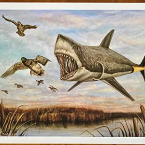 Jet Shark Eating Ducks; Duck Stamp Entry 8x10 Artist Signed Print