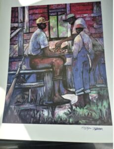 william tolliver, afternoon checkers, estate signed, black art (18×14.5)