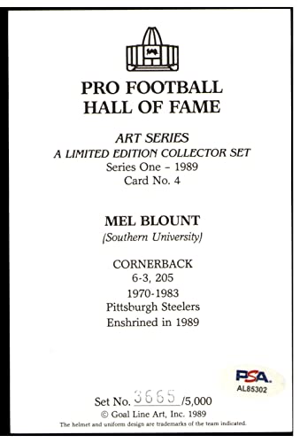 Mel Blount Signed Goal Line Art Card GLAC Autographed Steelers PSA/DNA