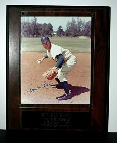 Pee Wee Reese Brooklyn Dodger MLB Hall of Fame Signed 8x10 Photo Plaque