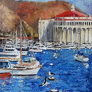 SOLD Harbor at Avalon, Catalina Island California by Internationally Renowned Painter Yary Dluhos