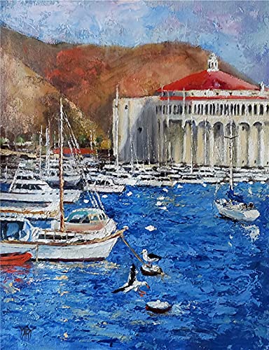 SOLD Harbor at Avalon, Catalina Island California by Internationally Renowned Painter Yary Dluhos