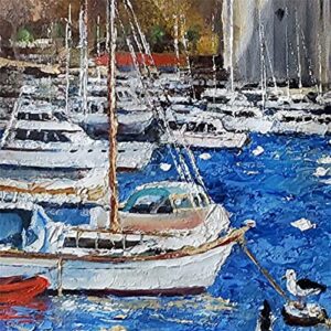 SOLD Harbor at Avalon, Catalina Island California by Internationally Renowned Painter Yary Dluhos