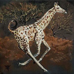 long stride – african giraffe by internationally renowned painter yary dluhos