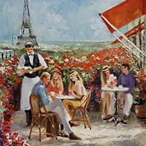 SOLD When Spring Arrives in Paris - Paris Sidewalk Cafe by Internationally Renowned Painter Yary Dluhos