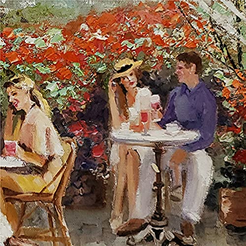 SOLD When Spring Arrives in Paris - Paris Sidewalk Cafe by Internationally Renowned Painter Yary Dluhos