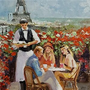 SOLD When Spring Arrives in Paris - Paris Sidewalk Cafe by Internationally Renowned Painter Yary Dluhos