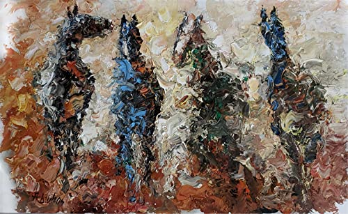 Quaternity, Western Horses By Internationally Renowned Artist Andre Dluhos