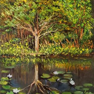 Hidden Away, Lily Pond by Internationally Renowned Painter Yary Dluhos