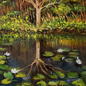 Hidden Away, Lily Pond by Internationally Renowned Painter Yary Dluhos