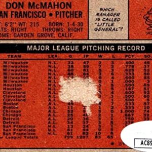 Don McMahon Signed 1972 Topps Baseball Card with JSA COA