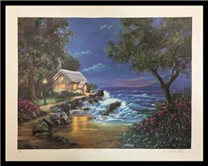 lighthouse cottage (nature landscape decor art framed)