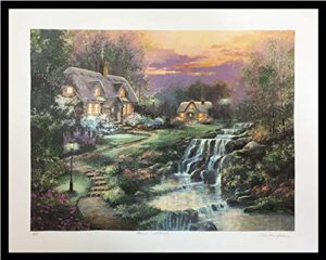 falls cottage (nature landscape decor art framed)