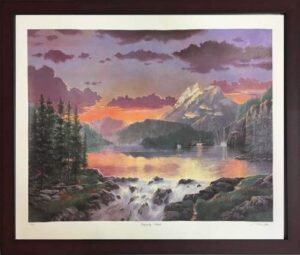 majesty lakes (nature landscape decor art framed)