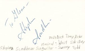 stephen sondheim songwriter west side story music signed index card jsa coa