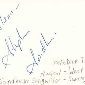 Stephen Sondheim Songwriter West Side Story Music Signed Index Card JSA COA