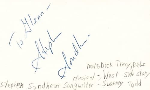 Stephen Sondheim Songwriter West Side Story Music Signed Index Card JSA COA