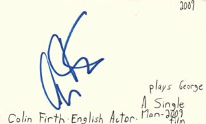 colin firth english actor signed 3×5 index card with jsa coa