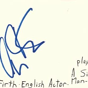 Colin Firth English Actor Signed 3x5 Index Card with JSA COA