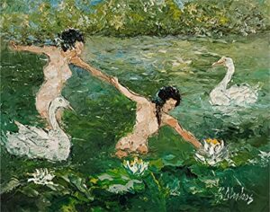 sold pond maidens, lily pond women by internationally renown artist andre dluhos