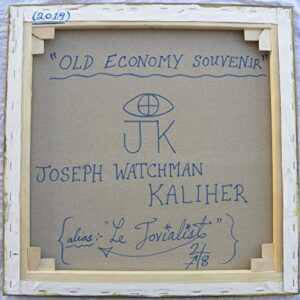 Joseph KALIHER (Texas 1970) Surreal OLD ECONOMY SOUVENIR OIL on CANVAS cm 50x50