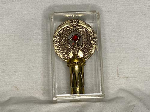 Indy Staff of RA Headpiece, Antique Gold, Red Jewel, Staff Stand and Acrylic Case