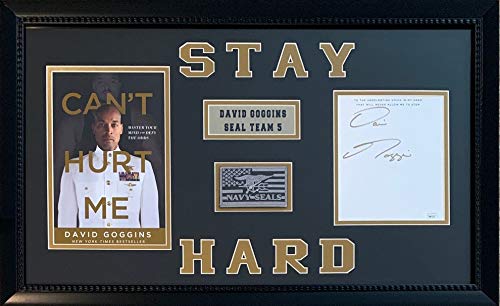 David Goggins Autographed Can't Hurt Me Navy Seal Signed Book Framed 16x26 Display JSA COA