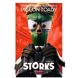 storks (2016) 8 inch x10 inch photo “stephen kramer glickmman is pigeon toady” orange background