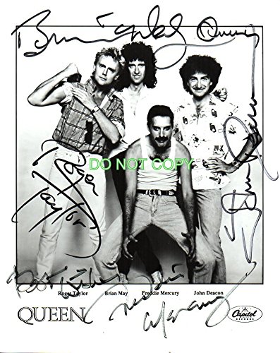 QUEEN legendary rock band reprint signed promo photo by all 4 RP Freddie Mercury