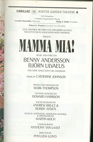 Mamma Mia, Broadway playbill + Dee Hoty, John Hillner, Jenny Fellner, Joe Machota, Tamara Bernier, Adam LeFevre