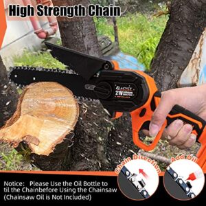 Mini Chainsaw, Mini Electric Chainsaw 6 inch Cordless with 2 Rechargeable Battery, 21V Small Power Chain Saws Battery Operated for Tree Trimming Branch Wood Cutting