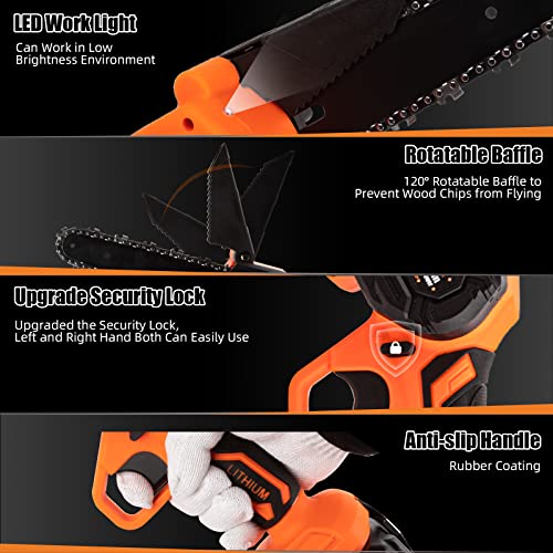 Mini Chainsaw, Mini Electric Chainsaw 6 inch Cordless with 2 Rechargeable Battery, 21V Small Power Chain Saws Battery Operated for Tree Trimming Branch Wood Cutting