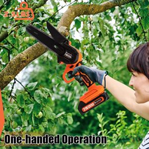 Mini Chainsaw, Mini Electric Chainsaw 6 inch Cordless with 2 Rechargeable Battery, 21V Small Power Chain Saws Battery Operated for Tree Trimming Branch Wood Cutting