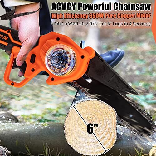 Mini Chainsaw, Mini Electric Chainsaw 6 inch Cordless with 2 Rechargeable Battery, 21V Small Power Chain Saws Battery Operated for Tree Trimming Branch Wood Cutting