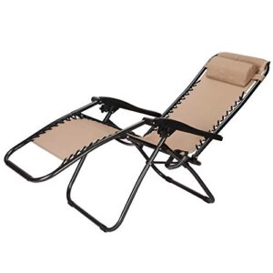 Zero Gravity Outdoor Lounge Chairs Patio Adjustable Folding Reclining Chairs Beach Chairs with Cup/Drink Utility Tray for Lawn Poolside Backyard Patio, Beach Camping Outdoor(2 Pack)