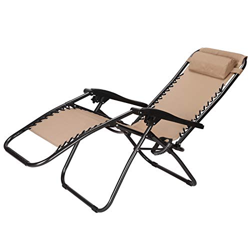 Zero Gravity Outdoor Lounge Chairs Patio Adjustable Folding Reclining Chairs Beach Chairs with Cup/Drink Utility Tray for Lawn Poolside Backyard Patio, Beach Camping Outdoor(2 Pack)