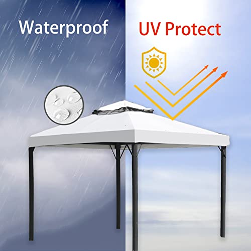 Sunshine Outdoor Replacement Gazebo Canopy Top 10'x10' - Fit for The Gazebo with Slot - Waterproof Canvas Gazebo -Cream(Canopy Top Only)