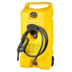 scepter flo n’ go duramax 14 gallon portable diesel gas fuel tank container caddy with le fluid transfer siphon pump and 10-foot long hose, yellow