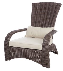 patio sense 62172 deluxe coconino wicker lounge chair all weather wicker armchair lightweight durable adirondack style includes 3″ thick beige cushion & lumbar pillow – mocha finish