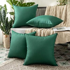 miulee pack of 4 decorative outdoor pillow covers square cushion cases pu coating waterproof throw pillowcase shell for living room couch sofa garden tent park 18×18 inch army green