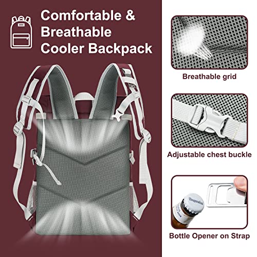 VKKZAAW Backpack Cooler 36 Cans Insulated Leak Proof, Soft Cooler Multifunctional Lightweight Lunch Backpack Insulated Waterproof for Women Men