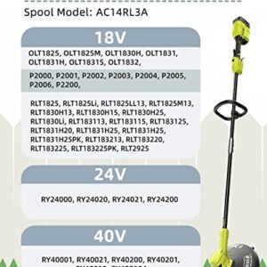 Eventronic String Trimmer Line Compatible with Ryobi One+ AC14RL3A,66 FT/0.065-Inch Autofeed Spools,Trimmer Spool Compatible with Ryobi Weed Wacker 18V,24V,40V Cordless Trimmers (6Spools+1Cap)