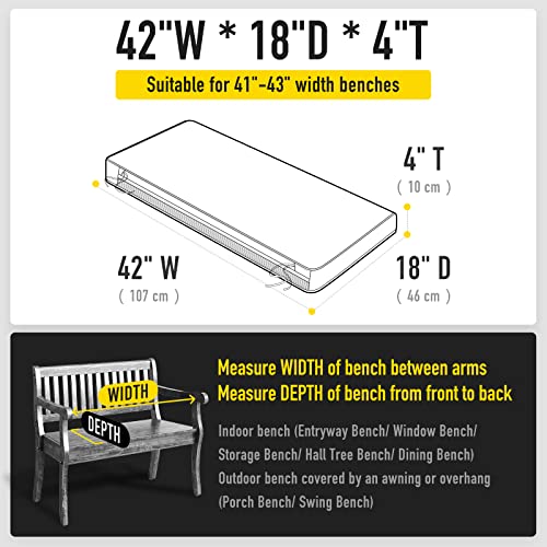 SUNROX DryFast Foam Outdoor Bench Cushion with DryMesh Drainage, All-Weather FadeShield Water Resistant Patio Furniture Cushions, Ultra Durable Low Maintenance Bench Seat Pads 42"x18" Navy